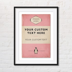 Custom Penguin Book Cover Poster | Personalised Vintage Book Print ...