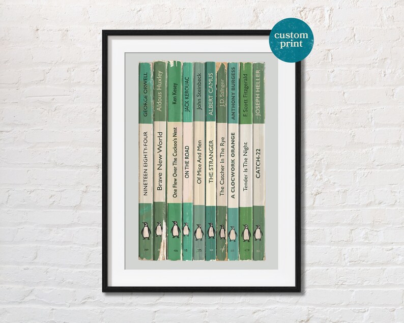 Custom Penguin Green Book Spine Poster | Personalised Vintage Book ...
