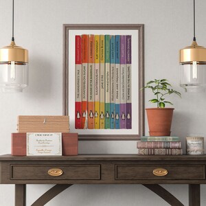 Custom Penguin Rainbow Book Spine Poster | Personalised Vintage Book ...
