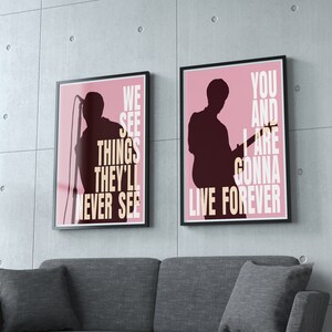 Live Forever | Oasis Song Lyrics Poster | Noel Gallagher | Liam ...