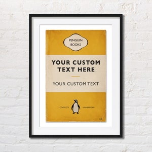 Custom Penguin Book Cover Poster Personalised Vintage Book Print ...