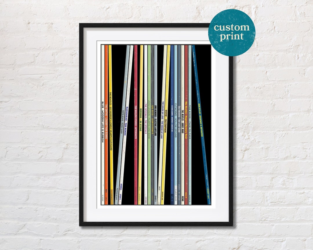 Personalised 20 Vinyl Record Spine Poster | Custom Album Print | Music ...