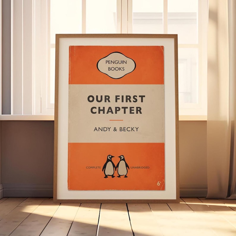 Our First Chapter - Custom Penguin Book Poster | Personalised Vintage ...