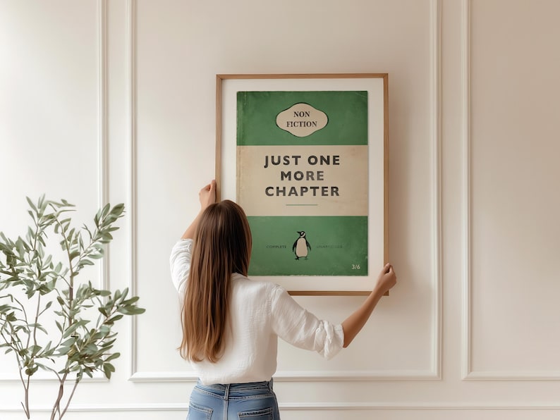 Just One More Chapter Penguin Book Cover Poster, Vintage Book Print ...