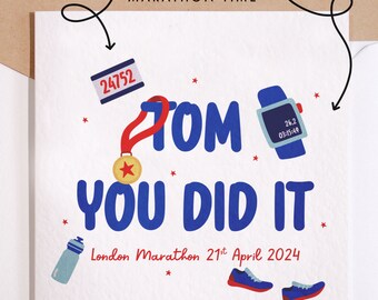 Personalised London Marathon Card, Marathon Success Card ...