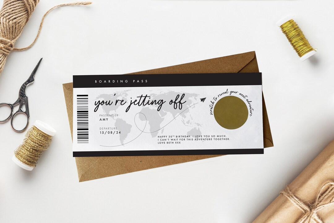 Boarding Pass Scratch Card | Travel Holiday Scratch Card | Personalised ...
