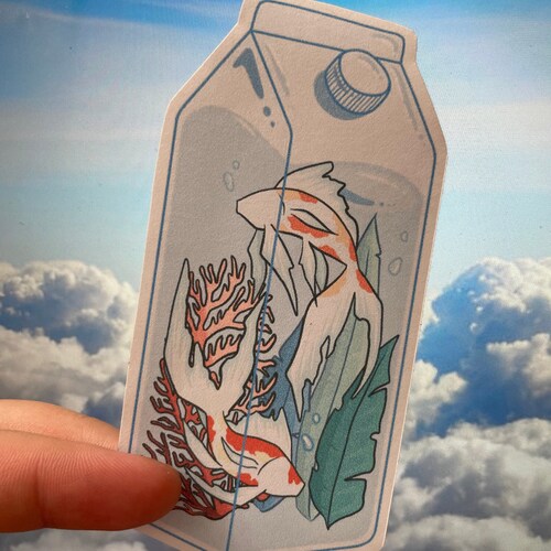 Milk Carton Fish Tank Sticker - Etsy