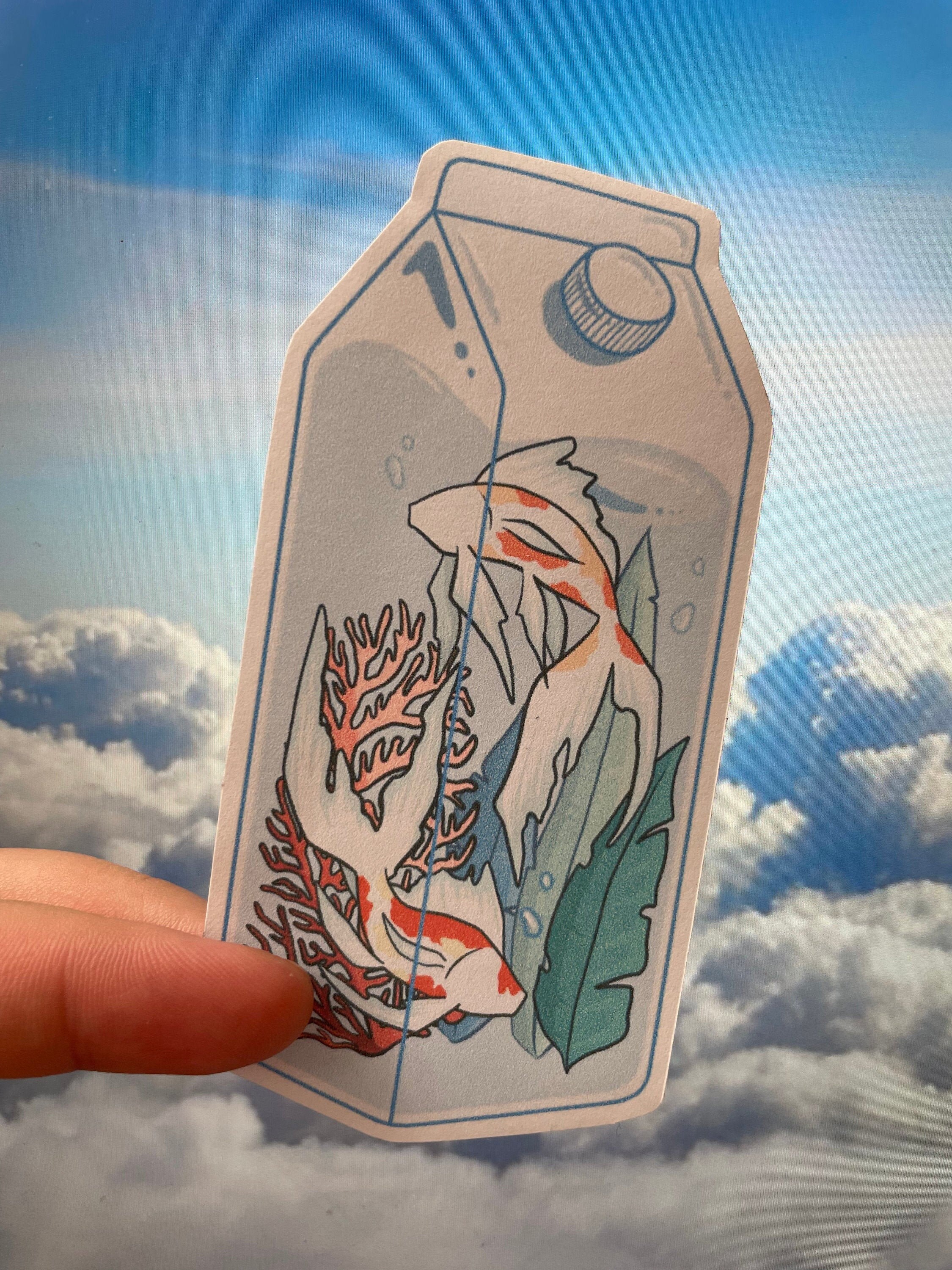 Milk Carton Fish Tank Sticker - Etsy