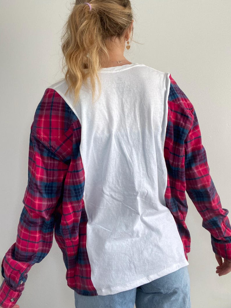 Upcycled Tee, Flannel Sleeve Shirt, Fall Upcycles, Reworked Flannel ...