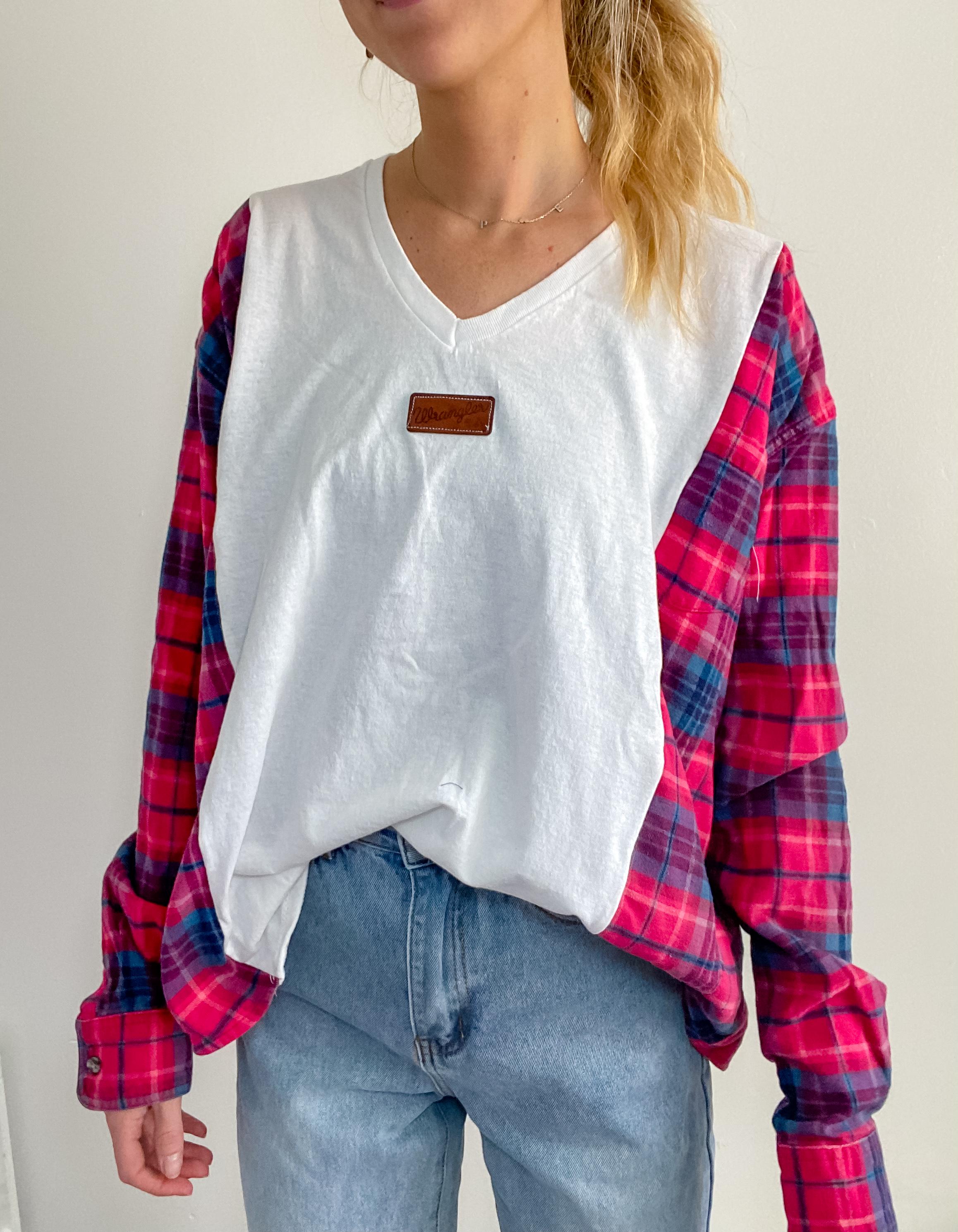 Upcycled Tee, Flannel Sleeve Shirt, Fall Upcycles, Reworked Flannel ...