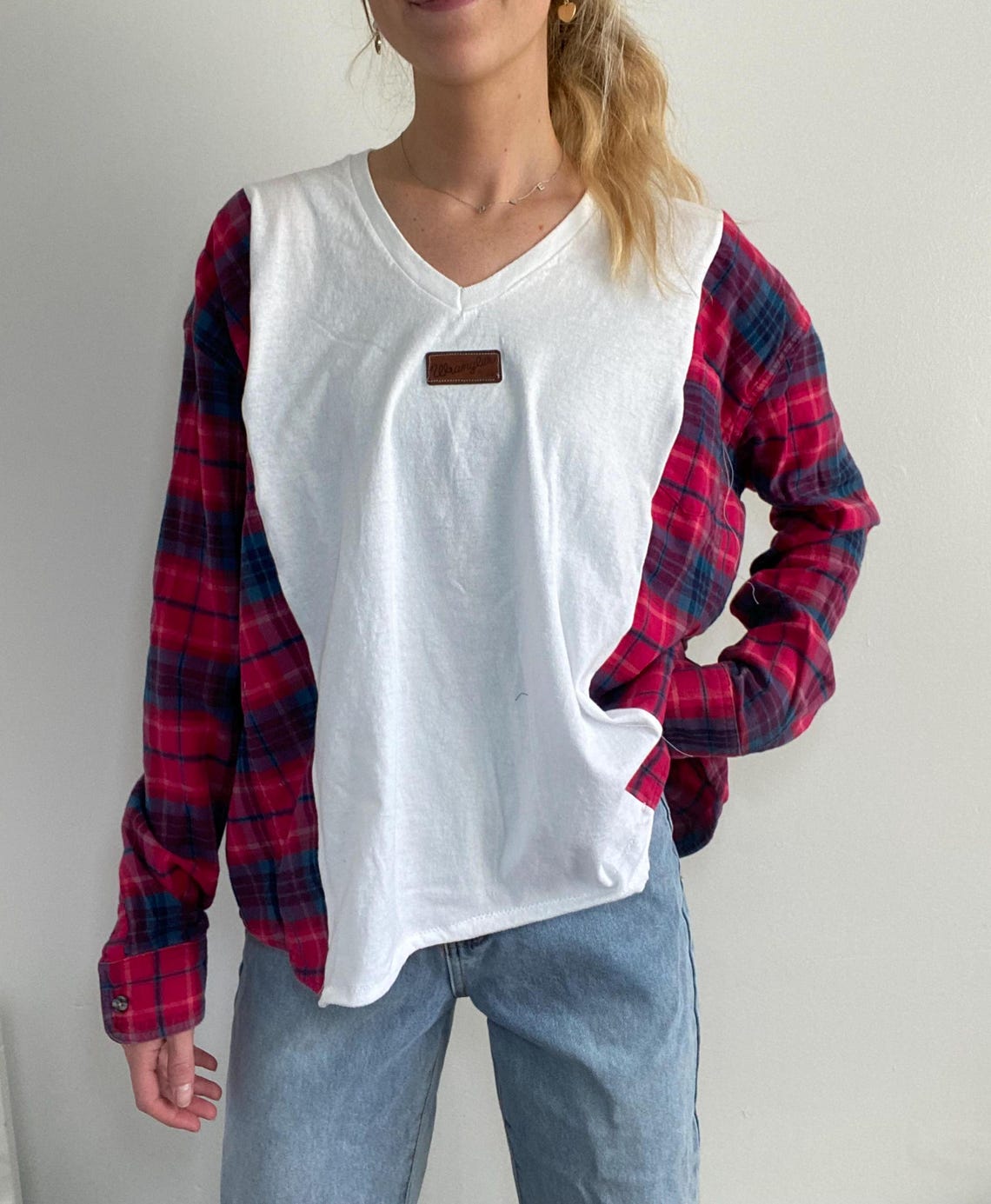 Upcycled Tee, Flannel Sleeve Shirt, Fall Upcycles, Reworked Flannel ...