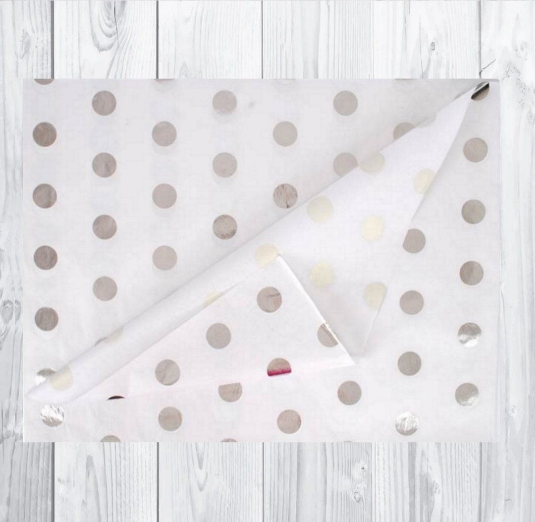 Silver Polka Dot Metallic Spotty Spots Tissue Paper Sheets 50x75cm Gift ...