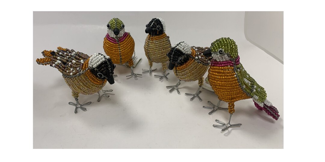 X5 Chickadee Bird Garden Sculptures Hand Crafted Beaded - Etsy UK