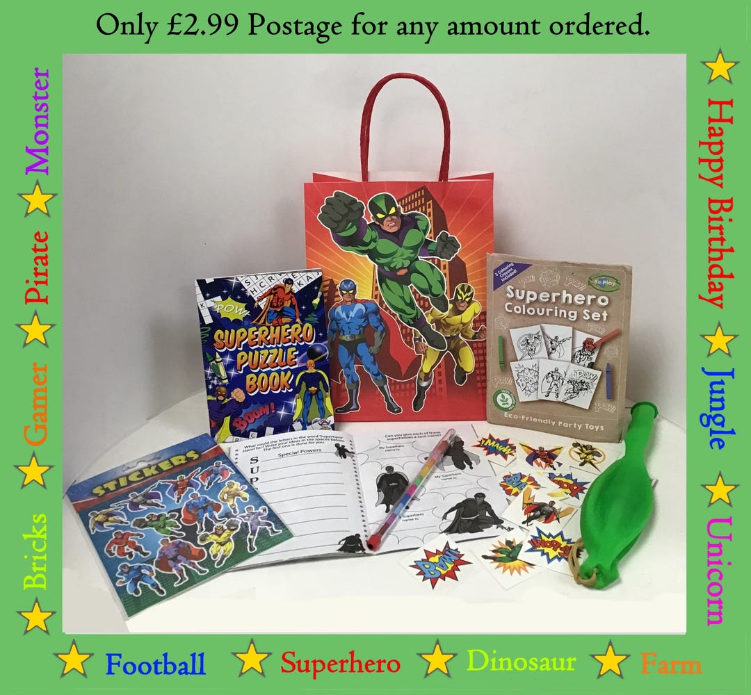 SUPERHERO Pre Filled Party Bags - Boys & Girls Birthday Gift Bag ...