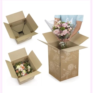 Flower Bouquet Holder - Cardboard Postal Shipping Gift Display Box Inc ...