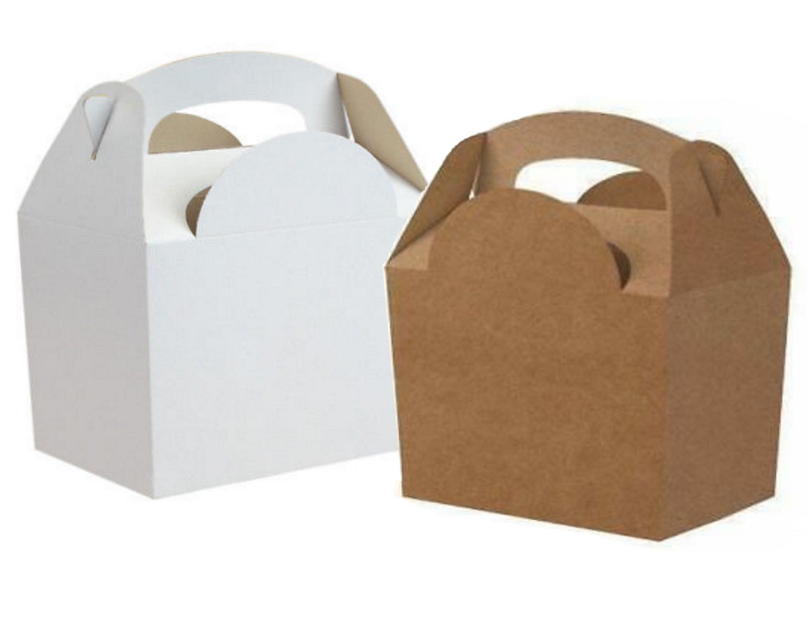 White OR Kraft Carry Handle Boxes Party Food Gift Box - Etsy UK