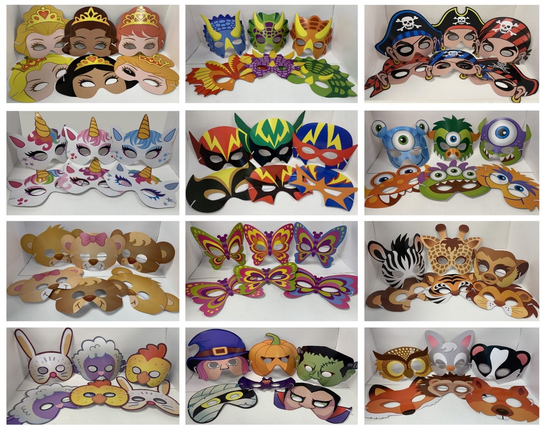 12 Card Masks Fancy Dress Costume Party Loot Bag Filler Face Mask - Etsy UK