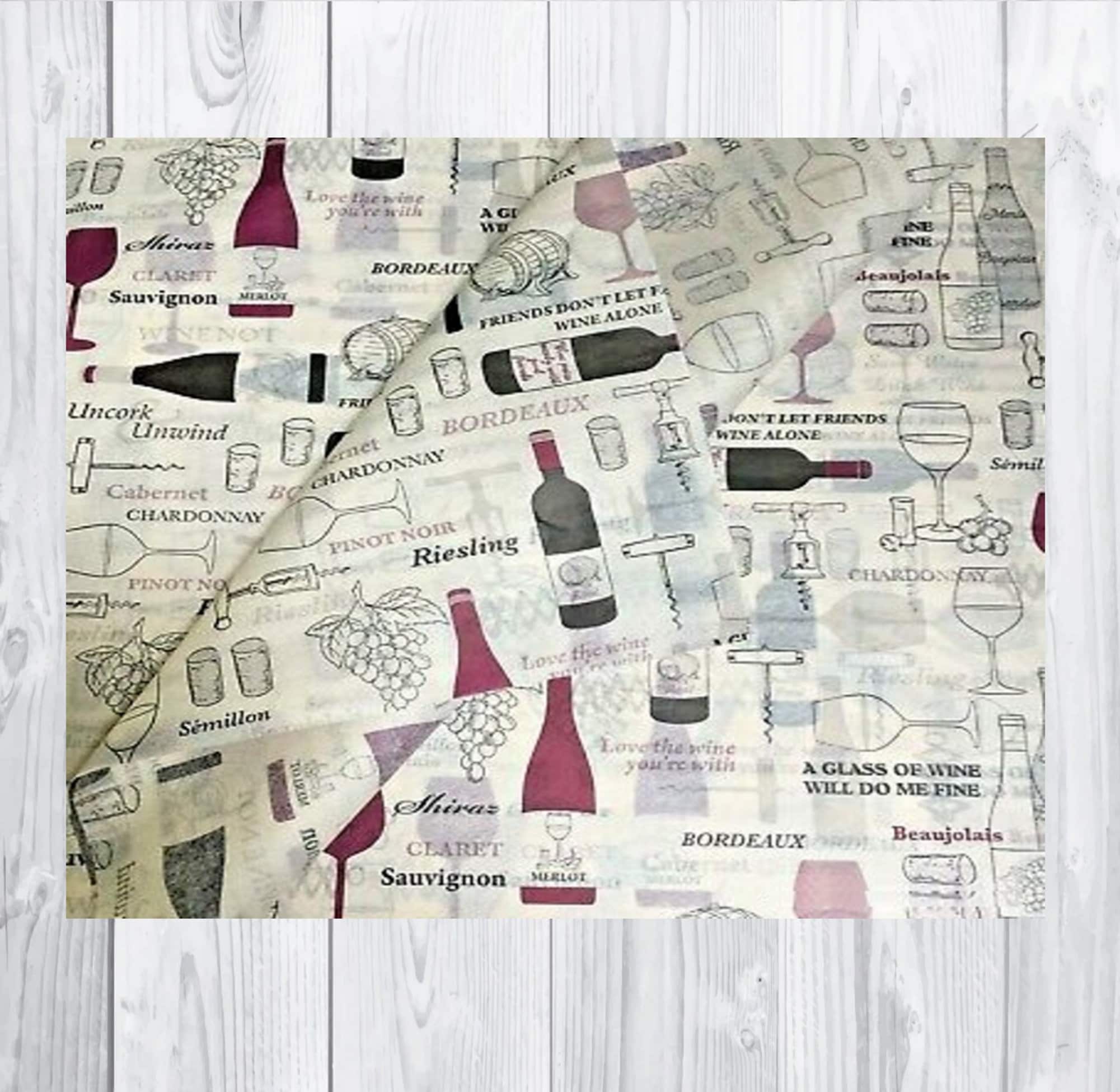 Alcohol Themed Red Wine Bottle & Grapes Tissue Paper Sheets - 50x75cm ...