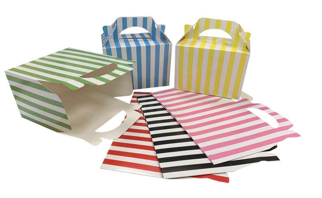 Stripey Stripe Birthday Party Food Gift Boxes - Carry Handle Lunch Box ...