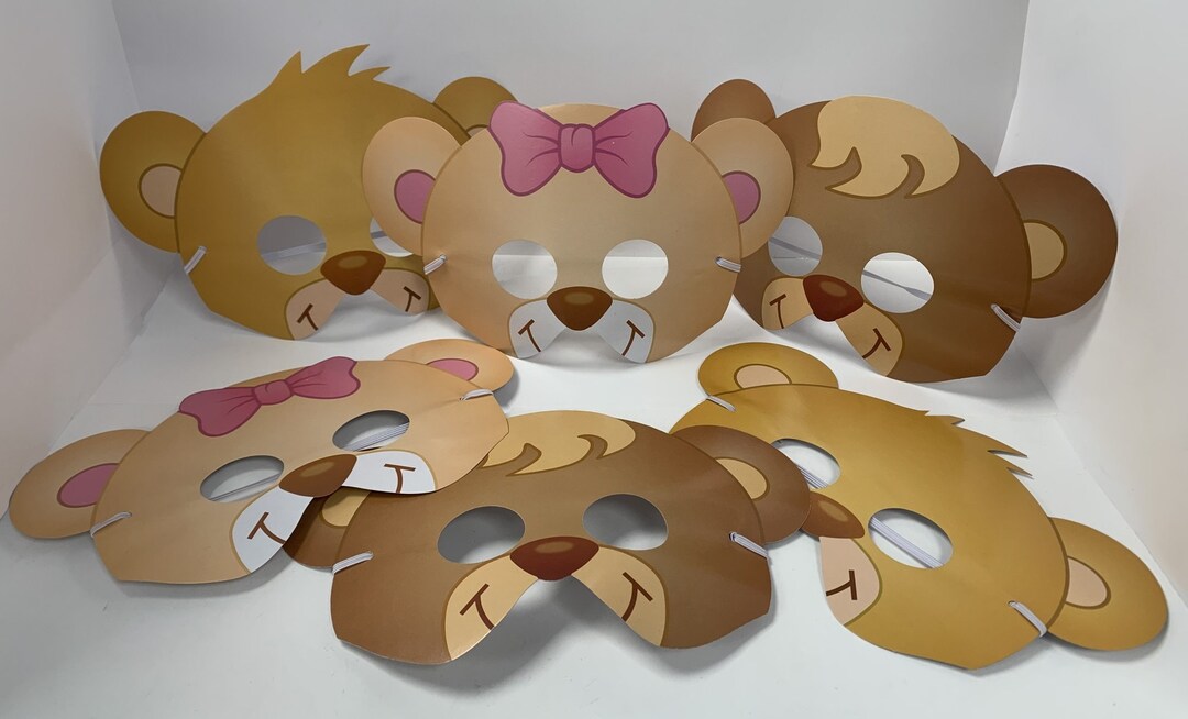 Teddy Bear Card Masks Fancy Dress Costume Party Loot Bag Filler Face ...