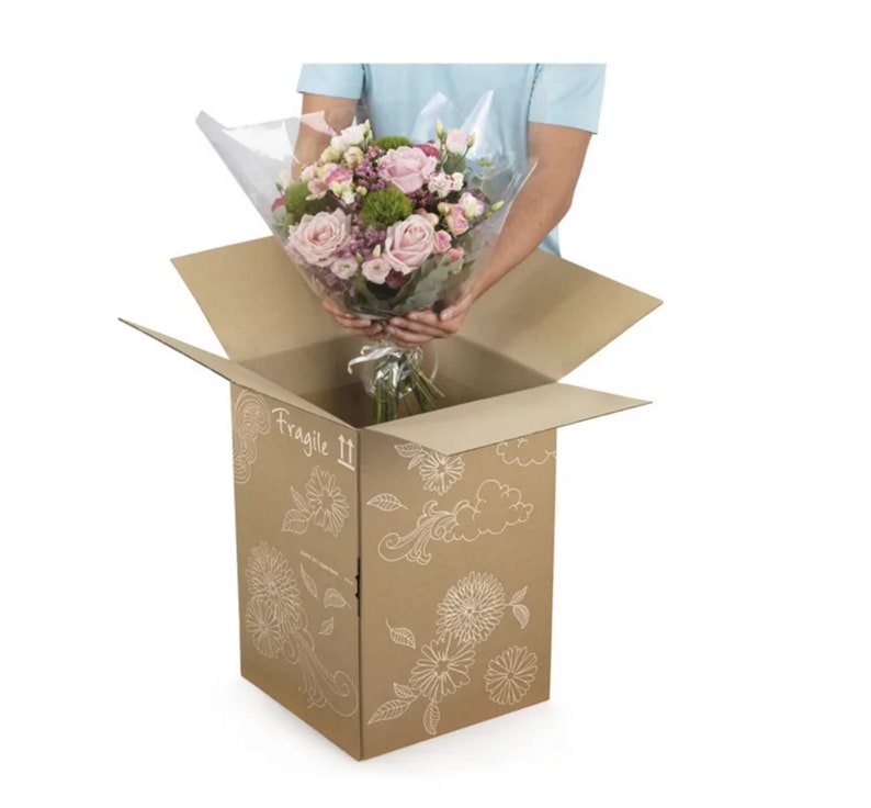 Flower Bouquet Holder - Cardboard Postal Shipping Gift Display Box Inc ...