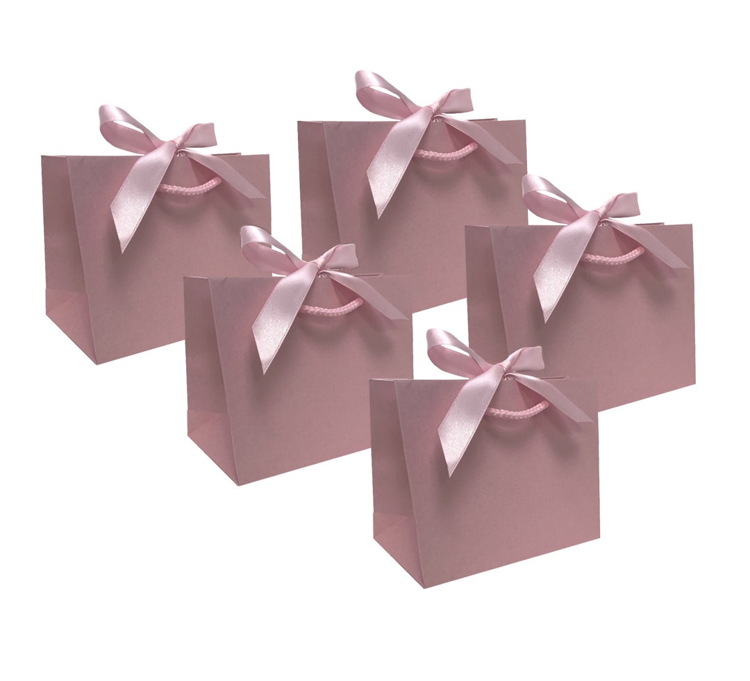 Pack of 5 - Light Pink Small Ribbon Tie Party Boutique Gift Bags Rope ...