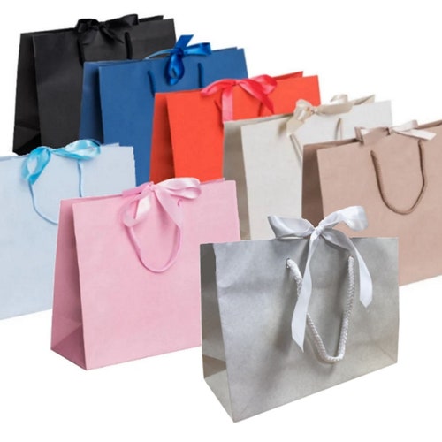 Medium Ribbon Tie Party Gift Bags With Rope Handles Birthday - Etsy UK