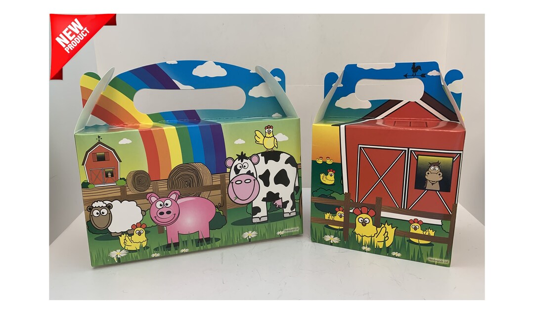 FARM ANIMALS Birthday Party Boxes Childrens Picnic Food Meal Box HB - Etsy