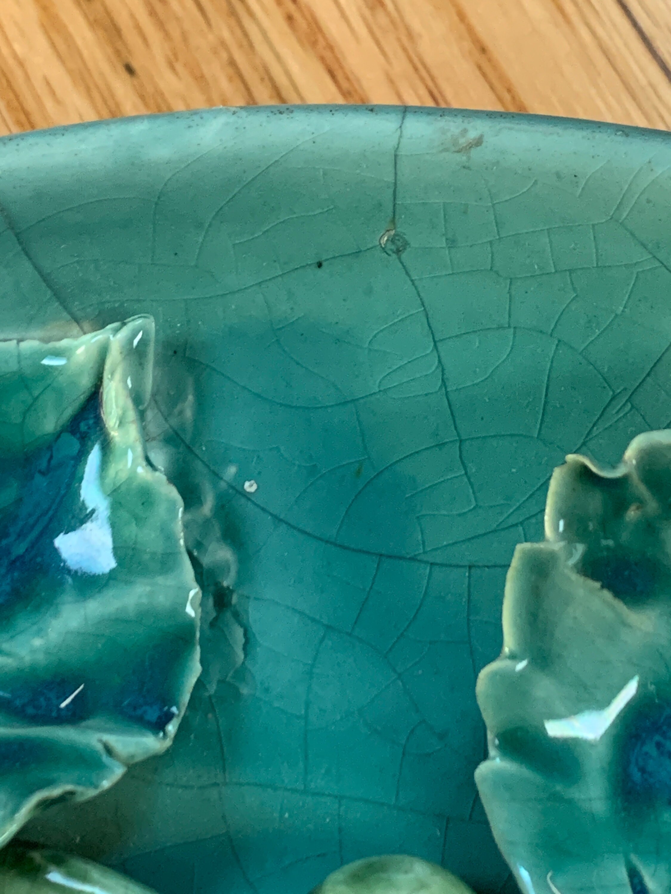 RARE Set Two 1800s FRENCH Large Majolica Pear & Apple Turquoise Blue ...