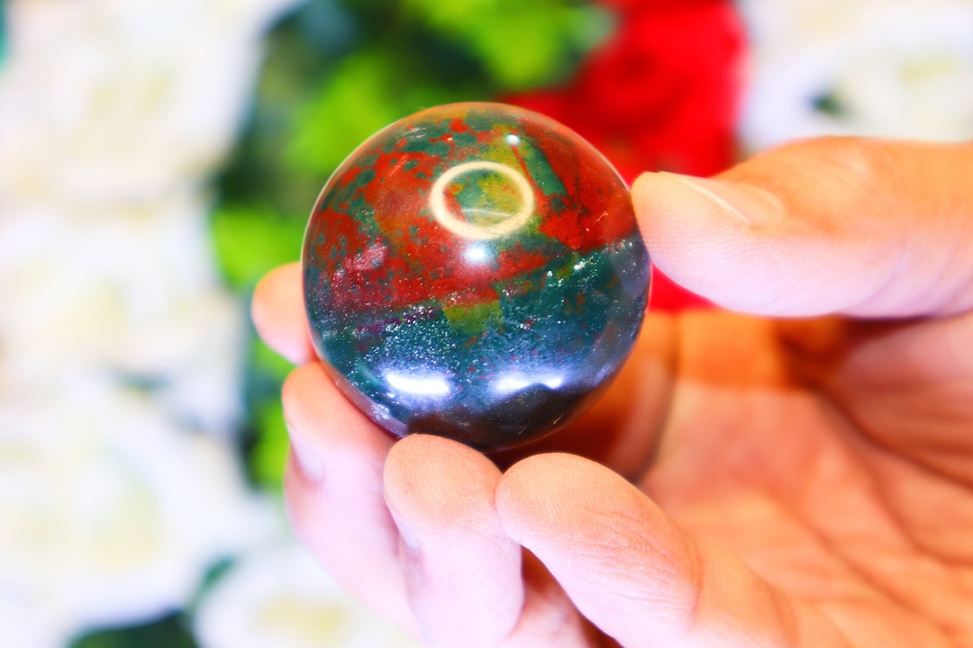 PREMIUM RARE Heliotrope Bloodstone Sphere , Crystal Stone Home Decor ...