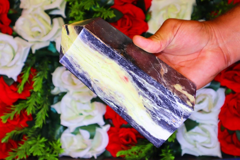 Rare Serpentine Crystal Tower, Black Pattern Decor, Polished Stone ...