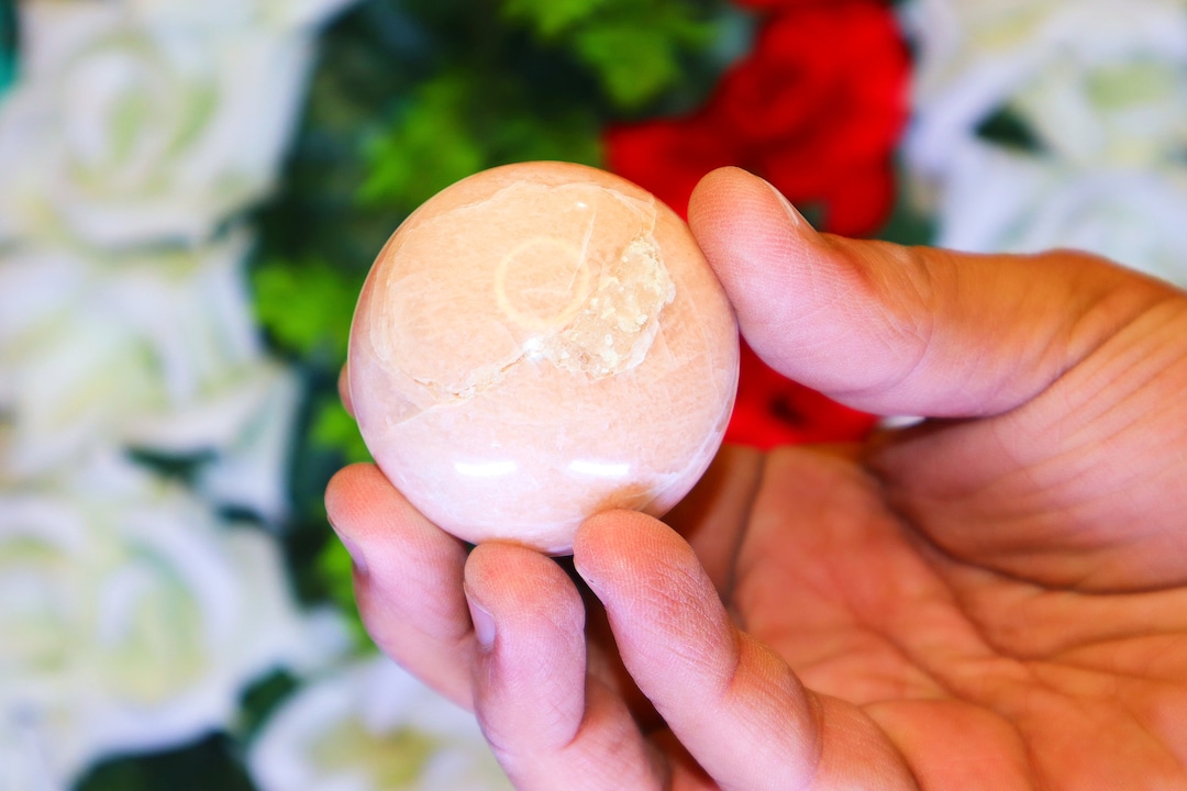 PREMIUM Peach Moonstone Sphere , Crystal Stone Home Decor Top-grade ...