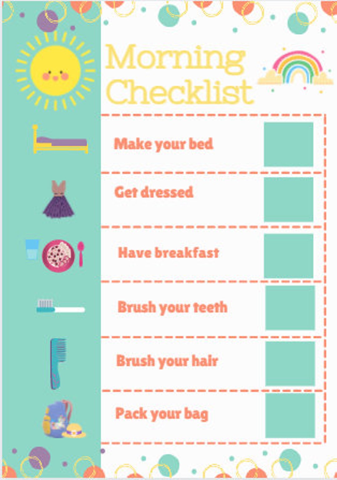 Kids Morning Checklist and Bed Time Checklist - Etsy