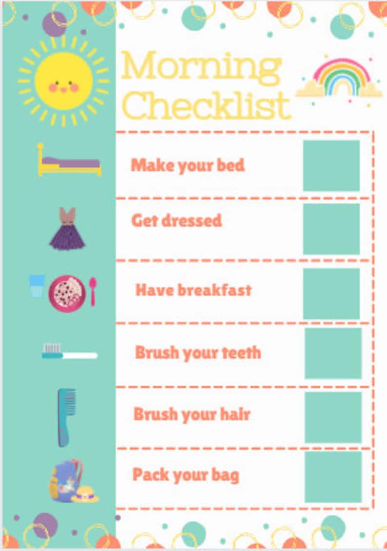 Kids Morning Checklist and Bed Time Checklist - Etsy