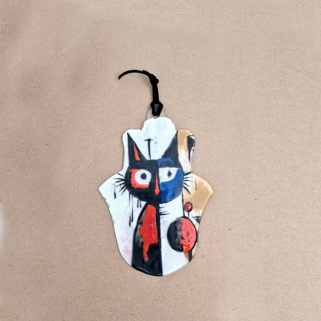 Hamsa Miro Style + Cat. Gift for Hamsa Collector. Gift for Art Lovers ...