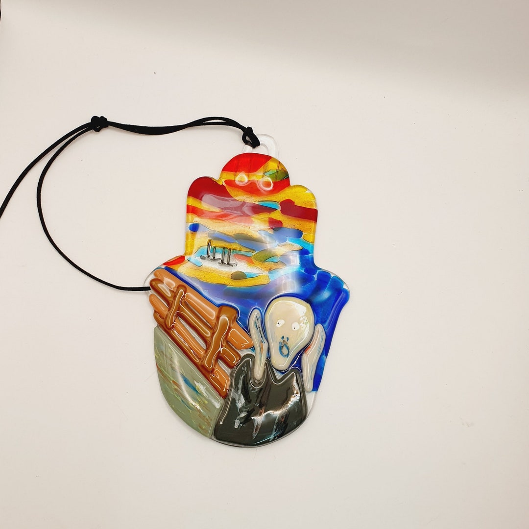 Hamsa Edvard Munch the Scream Style. Fused Glass Wall Hanging. Gift for ...
