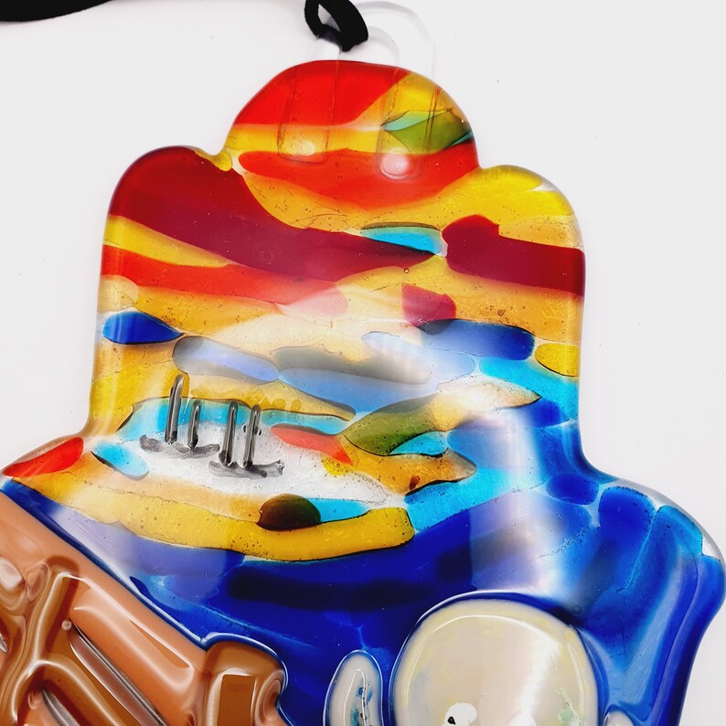 Hamsa Edvard Munch the Scream Style. Fused Glass Wall Hanging. Gift for ...