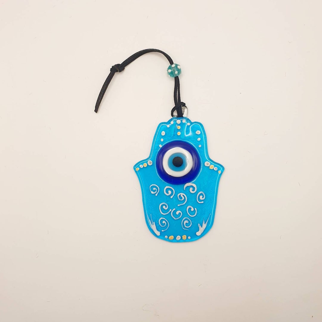 Small Blue Glass Hamsa With Eye Good Luck From Evil Eye. Hung by Strand ...