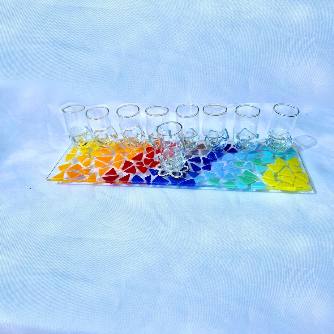 Kosher Glass Menorah for Glass or Oil Hannukah Gift Large Hanukkiah ...