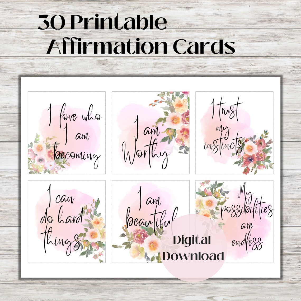 Positive Affirmation Card Deck, Vision Board Printable , Scrapbooking ...