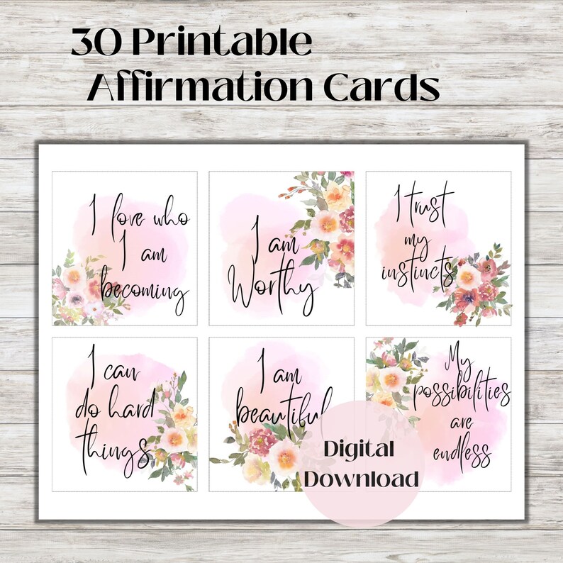 Positive Affirmation Card Deck, Vision Board Printable , Scrapbooking ...