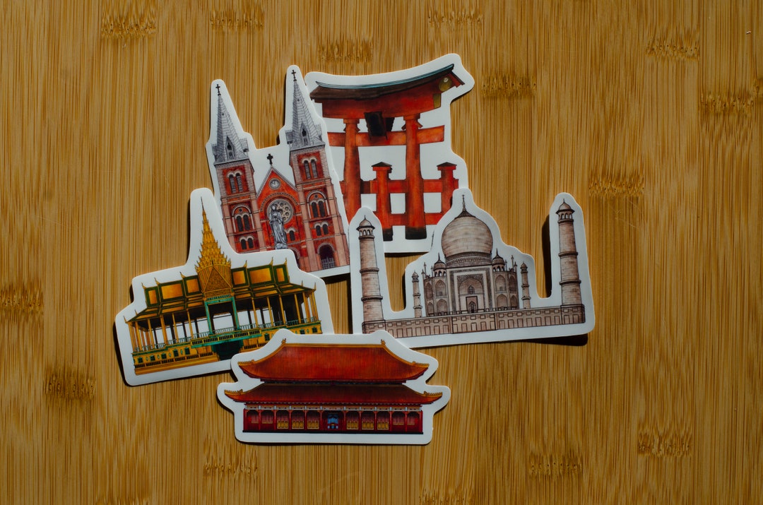 AAPI Archetecture/landmarks Sticker Packet, Vinyl Stickers, Glossy ...