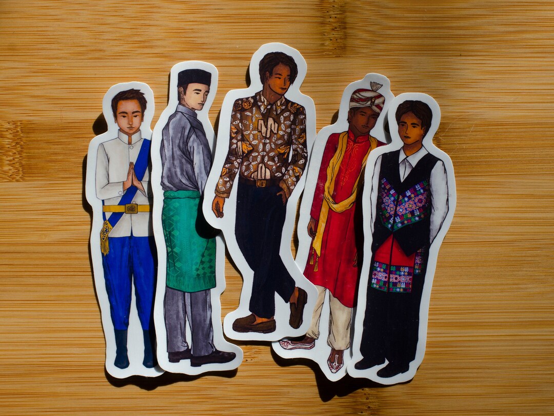 AAPI Male Traditional Dress/outfit Sticker Packet, Vinyl Stickers ...