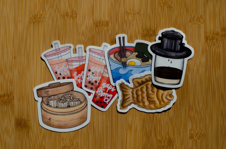 AAPI Food Sticker Packet, Vinyl Stickers, Glossy Stickers, Laptop ...