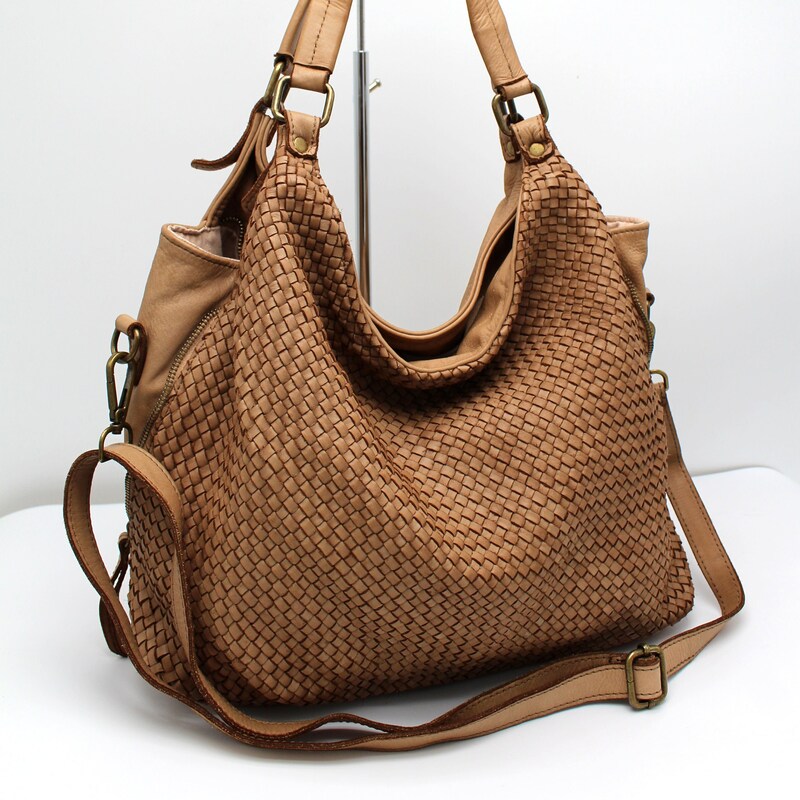 Leather Basket Weave Handbag - Etsy