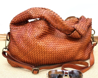 Woven Leather Bag - Etsy