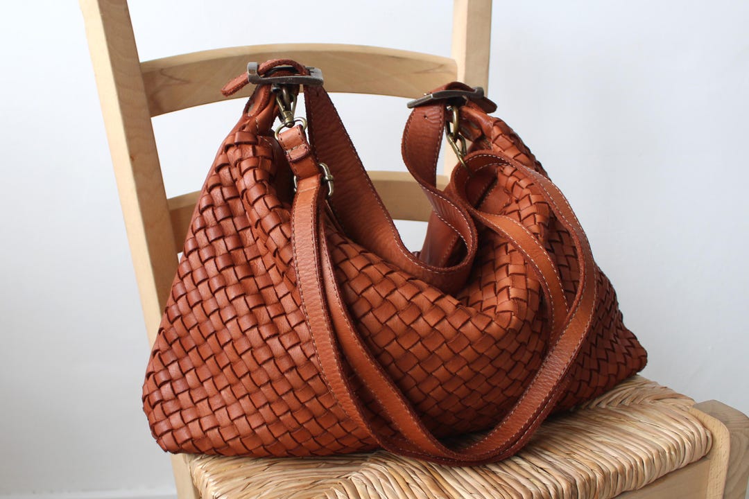 Braided Leather Hobo Bag Soft Italian Purse Woven Leather Handbag - Etsy
