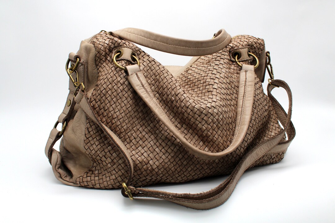 Leather Shoulder Bag Woven Leather Bag Soft Milano Gift for - Etsy