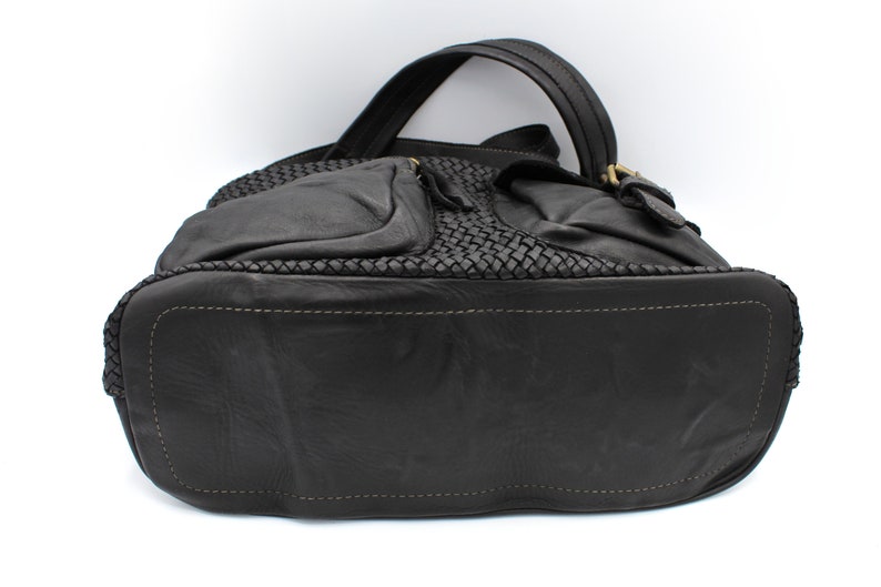 Leather Handbag With External Pockets Leather Shoulder Bag - Etsy