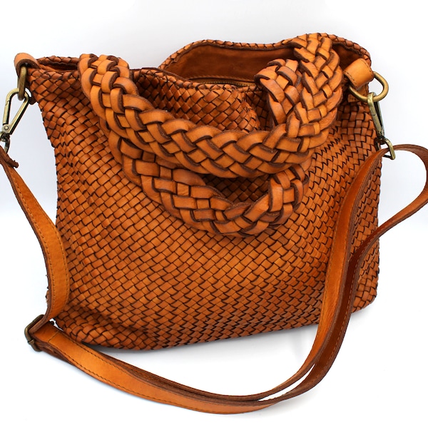 Woven Leather Bag - Etsy